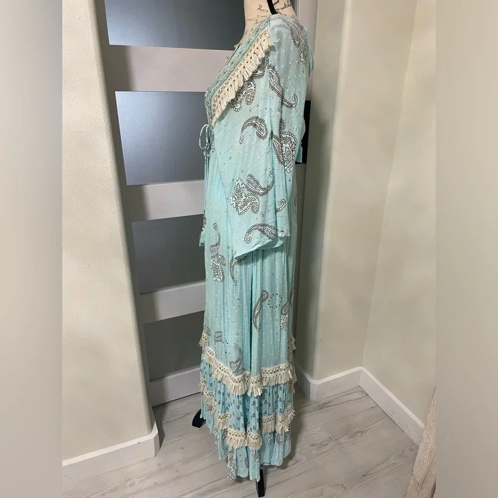 Zury | Dresses | Zury 0 Viscose Paisley Fringe Boho Maxi Dress Nwot ...